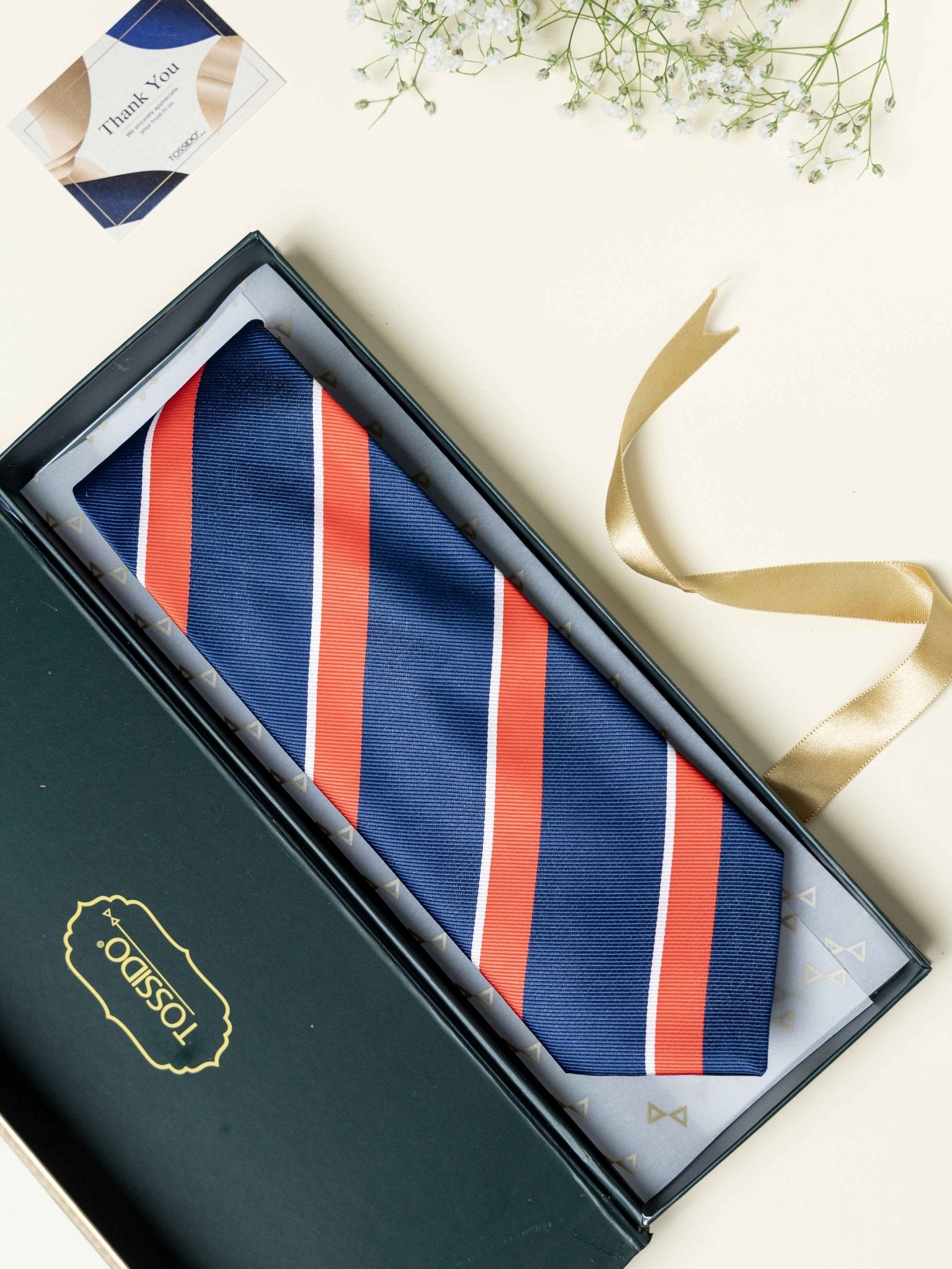 Blue Striped Broad + Long Necktie