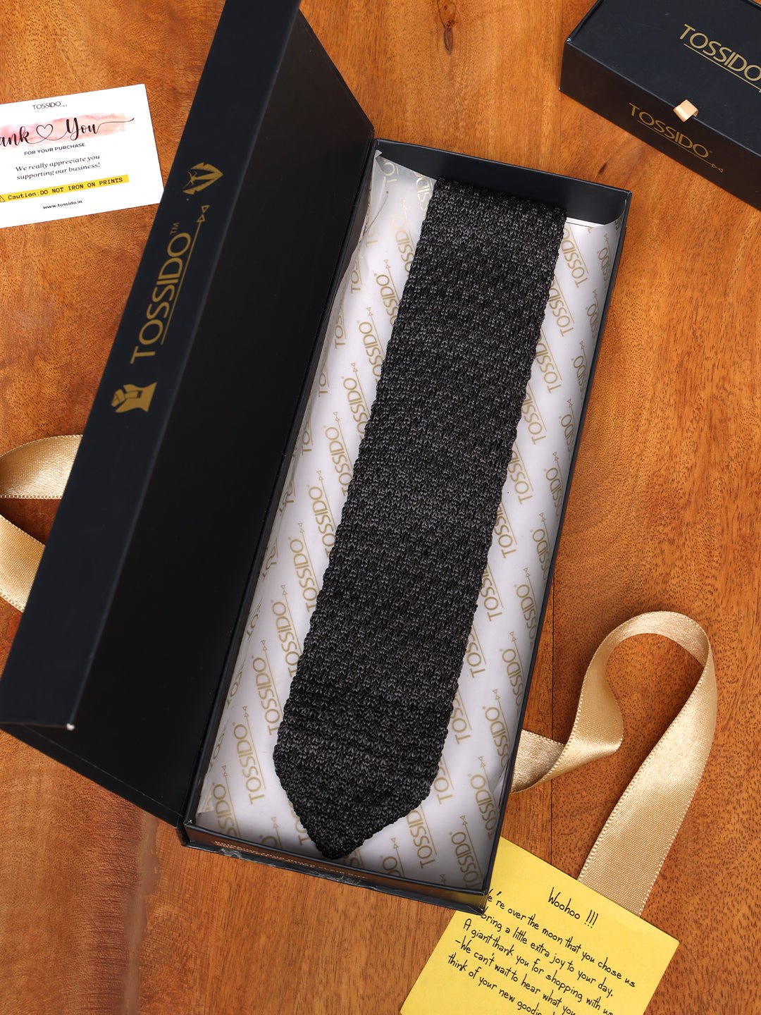 Dark Grey Solid Knitted Necktie