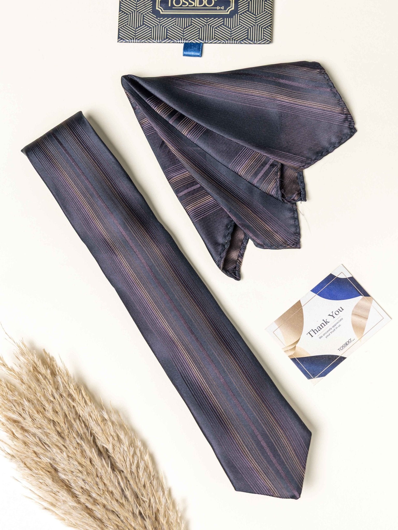 Grey Stripes Necktie Gift-set