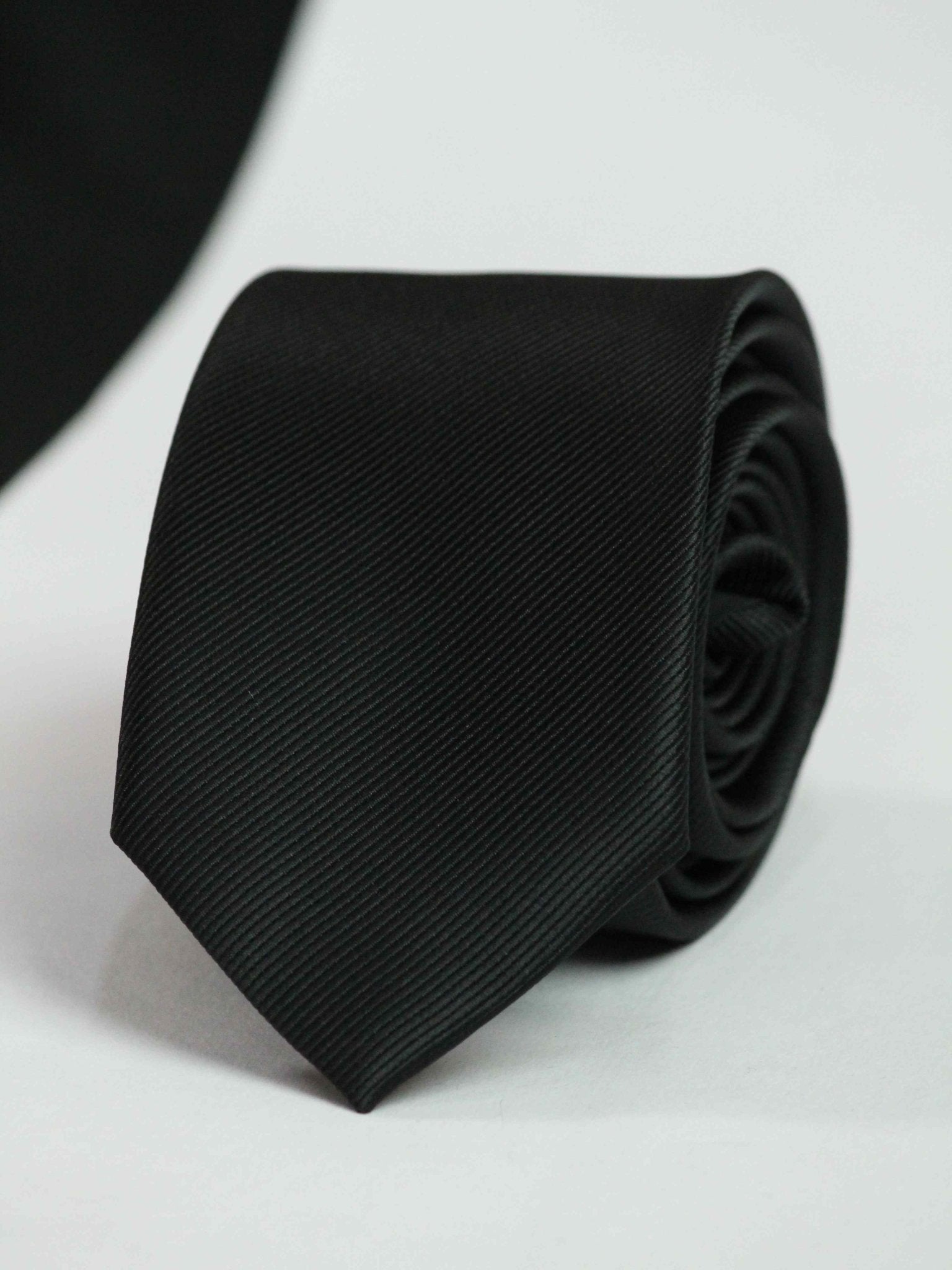 Jet Black Skinny Necktie